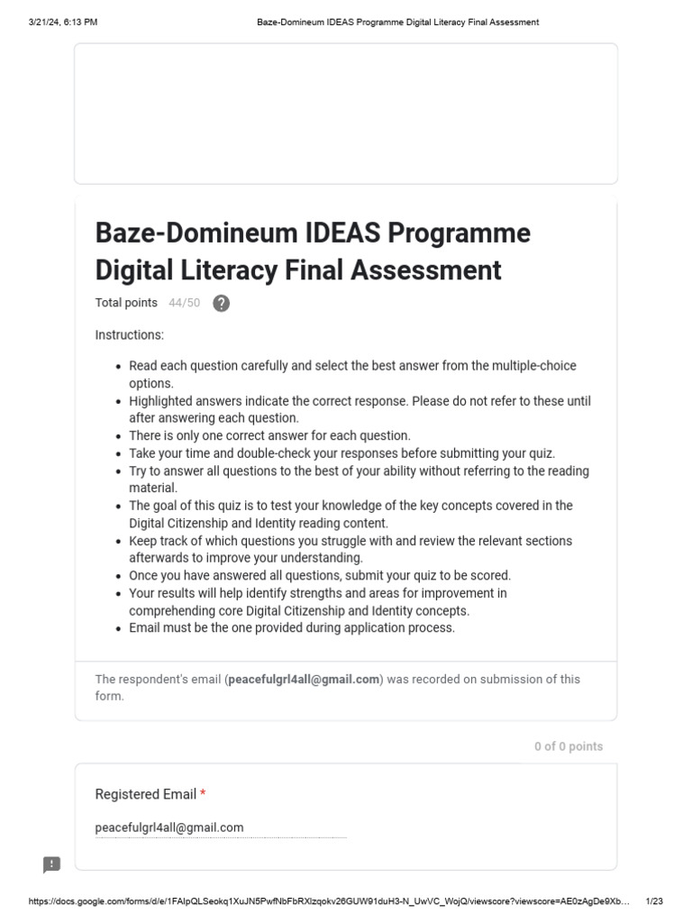 Baze-Domineum IDEAS Programme Digital Literacy Final Assessment For Amio | PDF | Computer ...