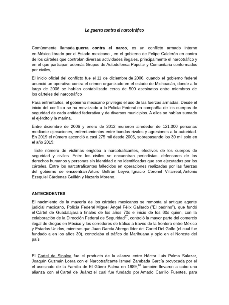 La Guerra Contra El Narcotráfico | PDF | Guerra Mexicana contra las Drogas | Cartel de Sinaloa