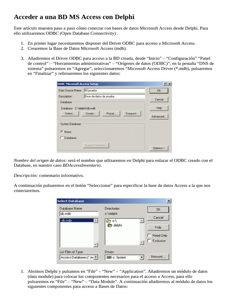 Acceder a una BD MS Access con | PDF | Bases de datos | Ventana ...