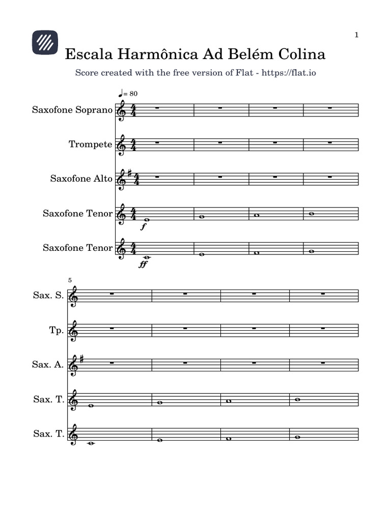 Harmonic Scale for Saxophone and Trumpet | PDF