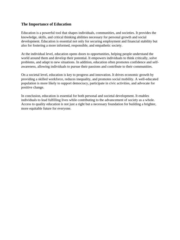 The Crucial Role of Education | PDF