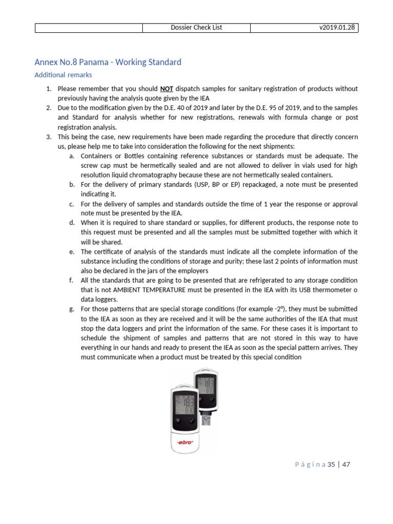 8 - Check - List - Dossier - Annex - 08 - Panama - Working Standard | PDF
