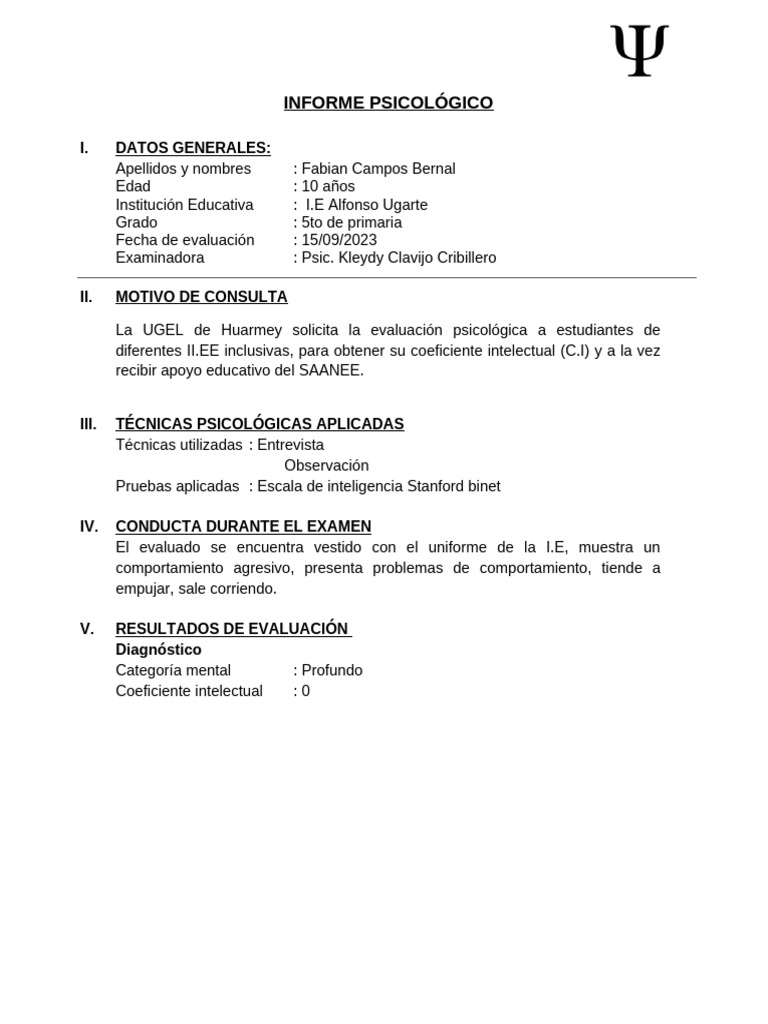 Fabian Campos Bernal | PDF | Cociente de inteligencia | Sicología