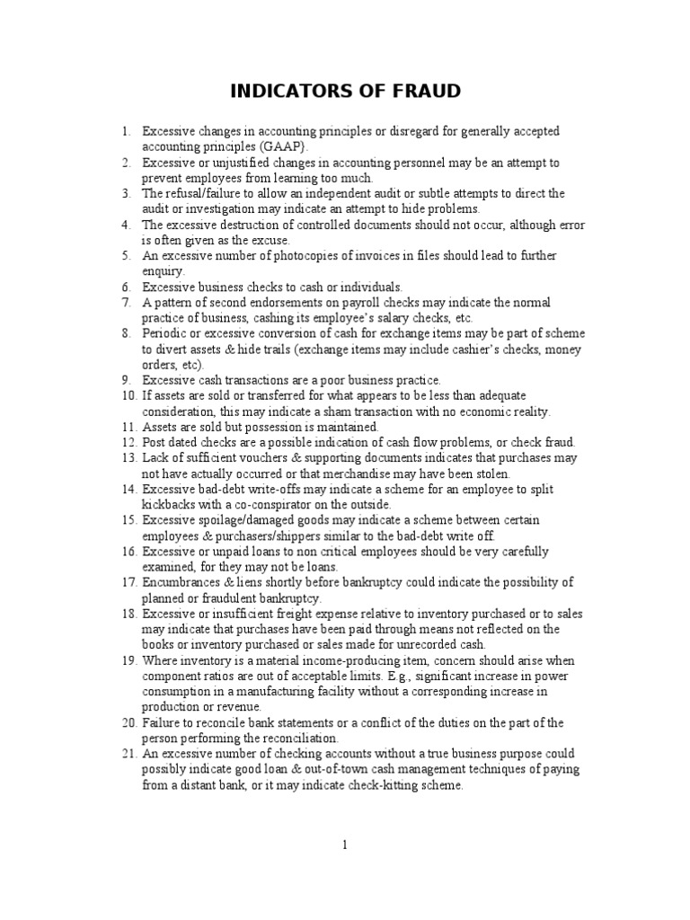 25 Signs of Accounting Fraud | PDF | Cheque | Inventory