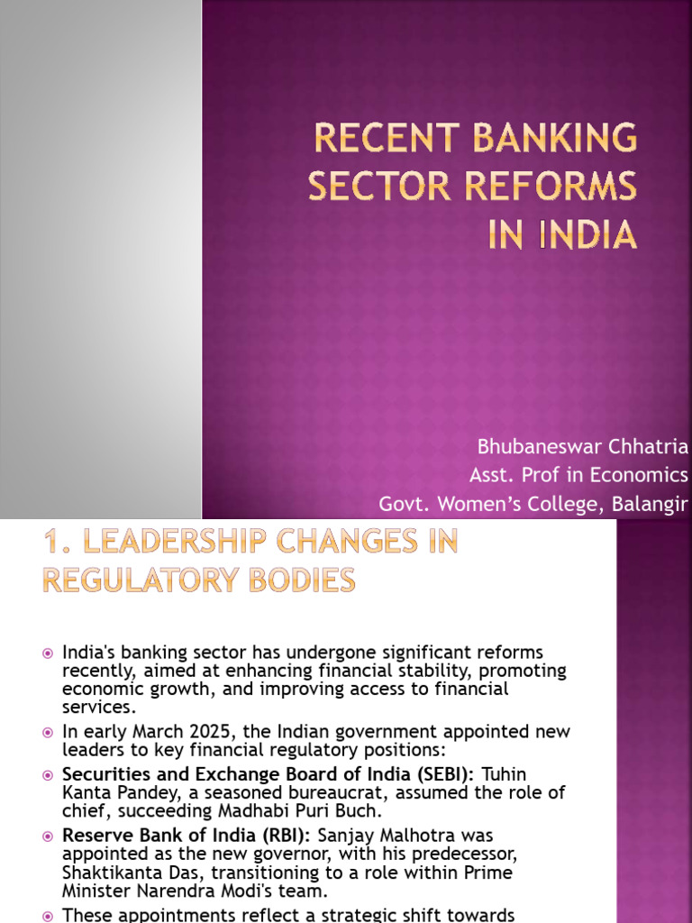 Recent Banking Sector Reforms in India | PDF | Reserve Bank Of India ...
