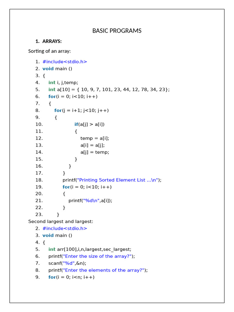 Basic Programs | PDF