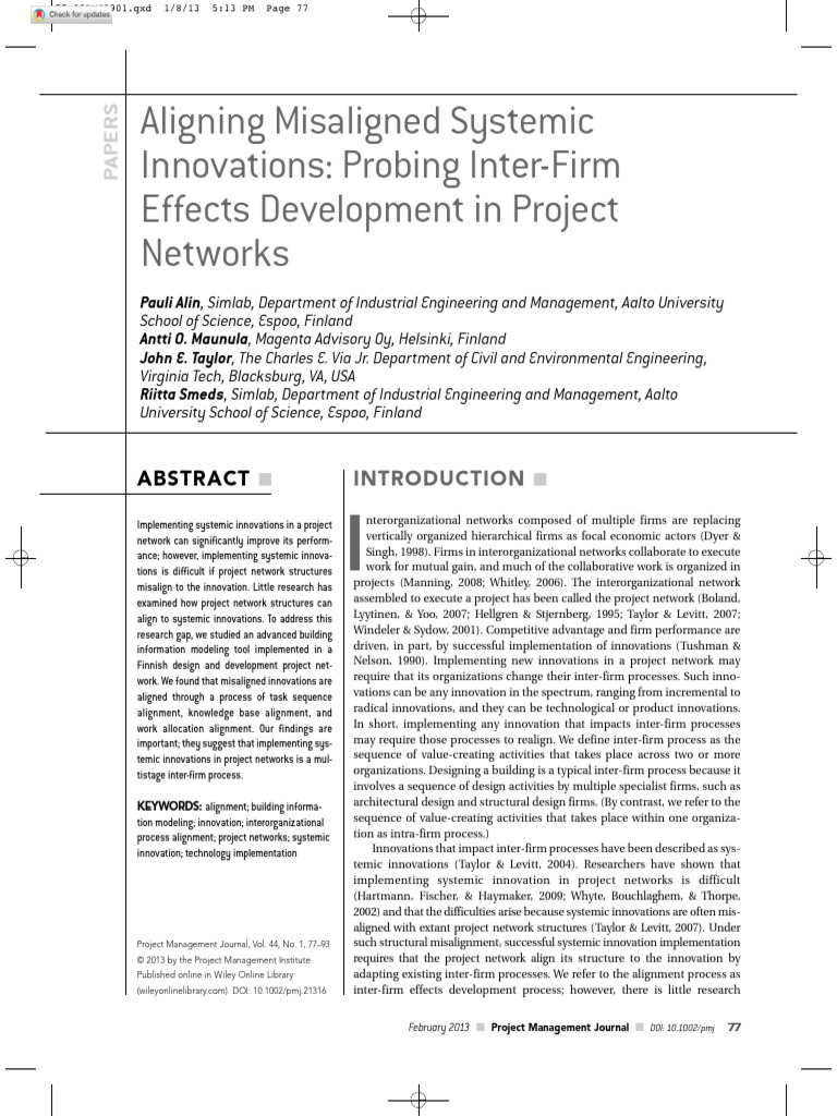 Aligning Misaligned Systemic Innovations - Probing Inter-Firm Effects ...