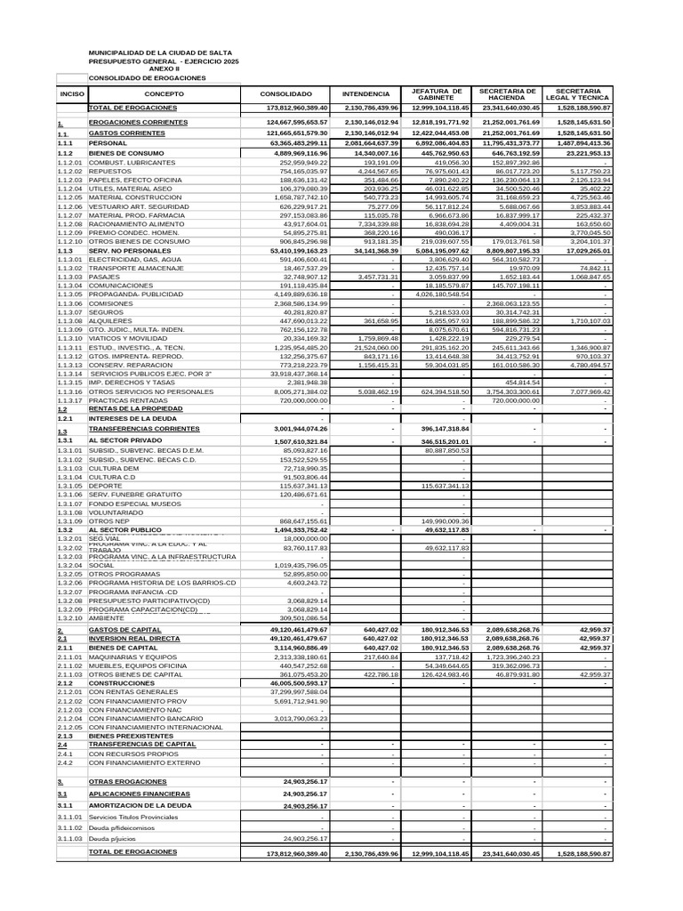 ANEXO II - Consolidado de Erogaciones | PDF | Economias