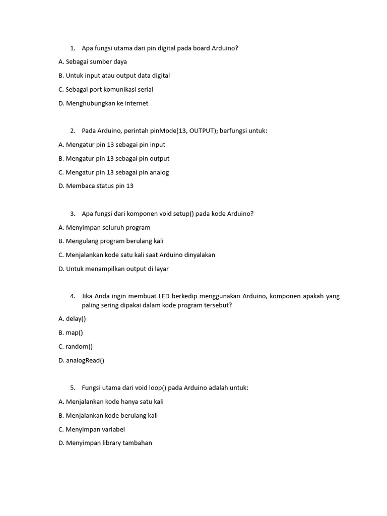 Struktur Dasar Arduino Untuk Kelas12 | PDF