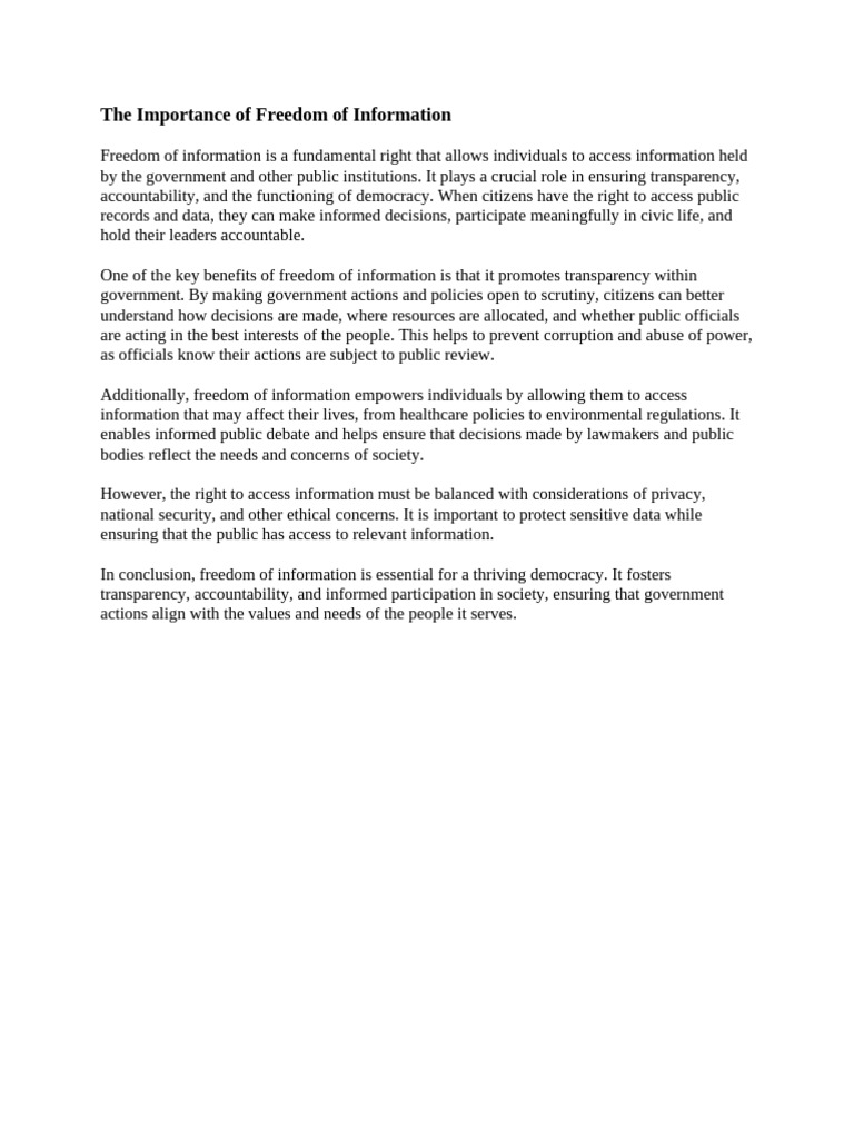 The Importance of Freedom of Information | PDF