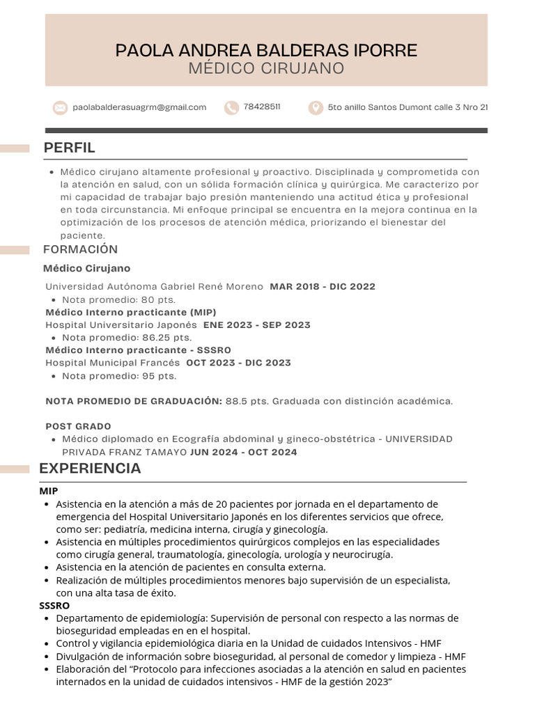 CV - Paola Balderas | PDF | Medicina | Hospital