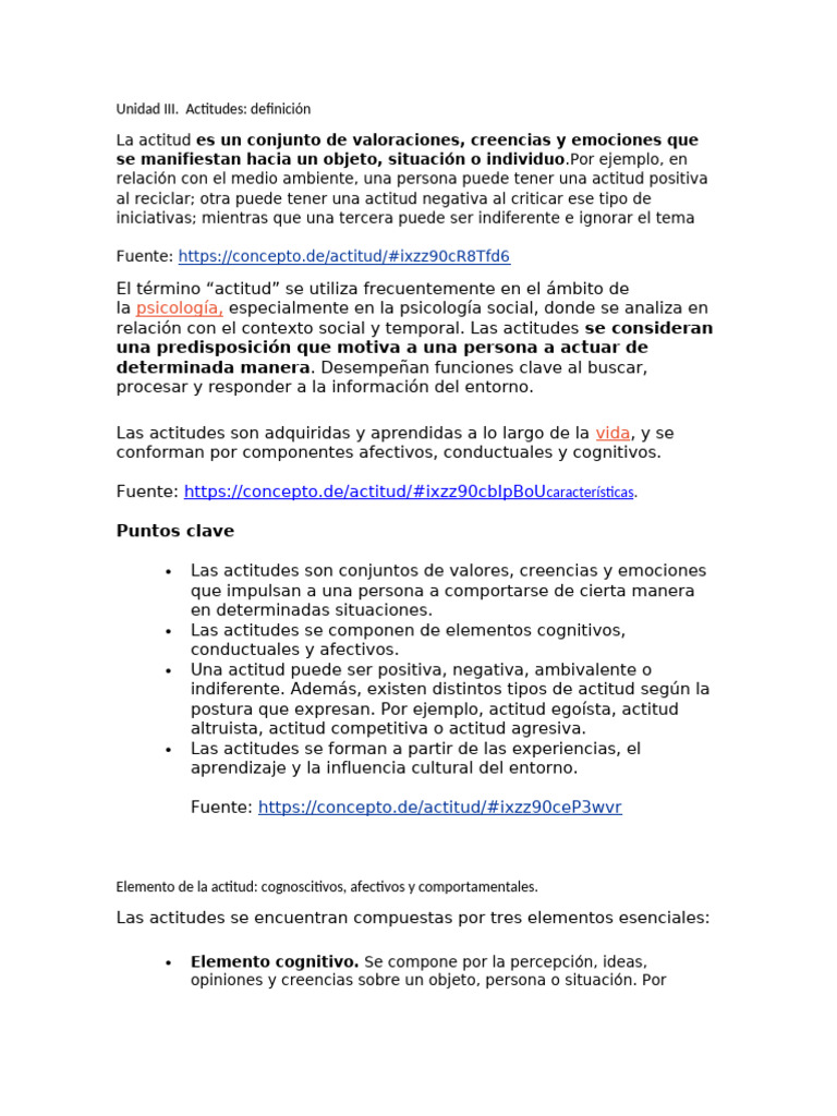 Definición y Tipos de Actitudes | PDF | Actitud (psicología ...