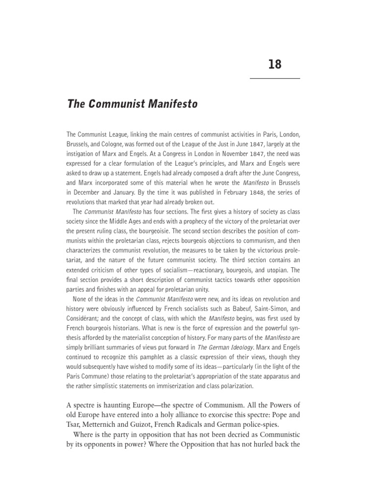 Marx and Engels' The Communist Manifesto | PDF | The Communist ...