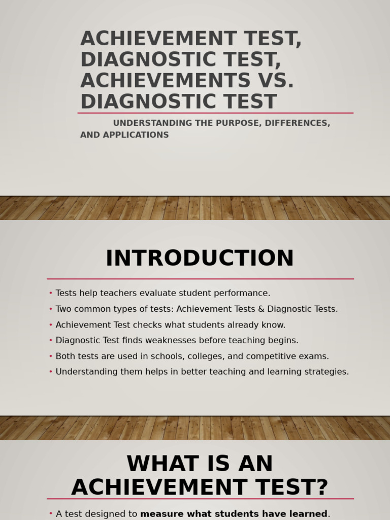 Achievement vs. Diagnostic Tests Explained | PDF | Educational ...