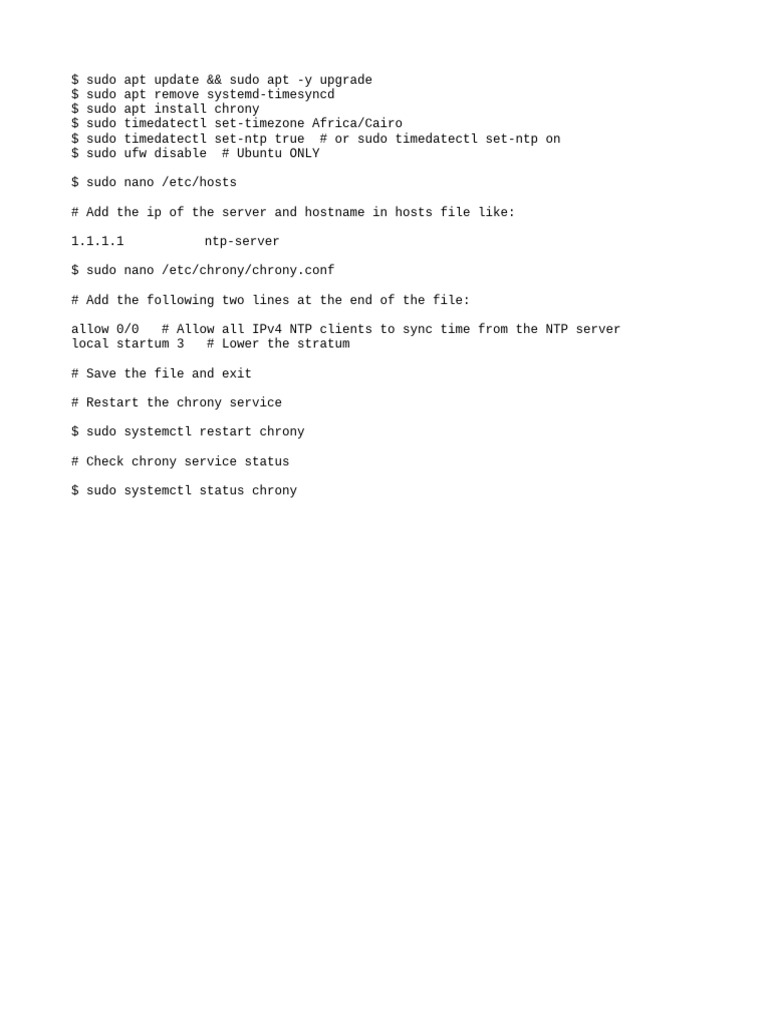 Chrony Configuration Guide for Ubuntu | PDF