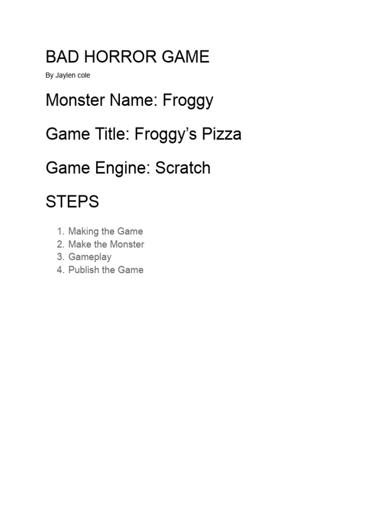 Making A Bad Horror Game | PDF