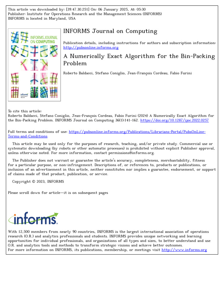 baldacci-et-al-2023-a-numerically-exact-algorithm-for-the-bin-packing ... baldacci-et-al-2023-a-numerically-exact-algorithm-for-the-bin-packing ...