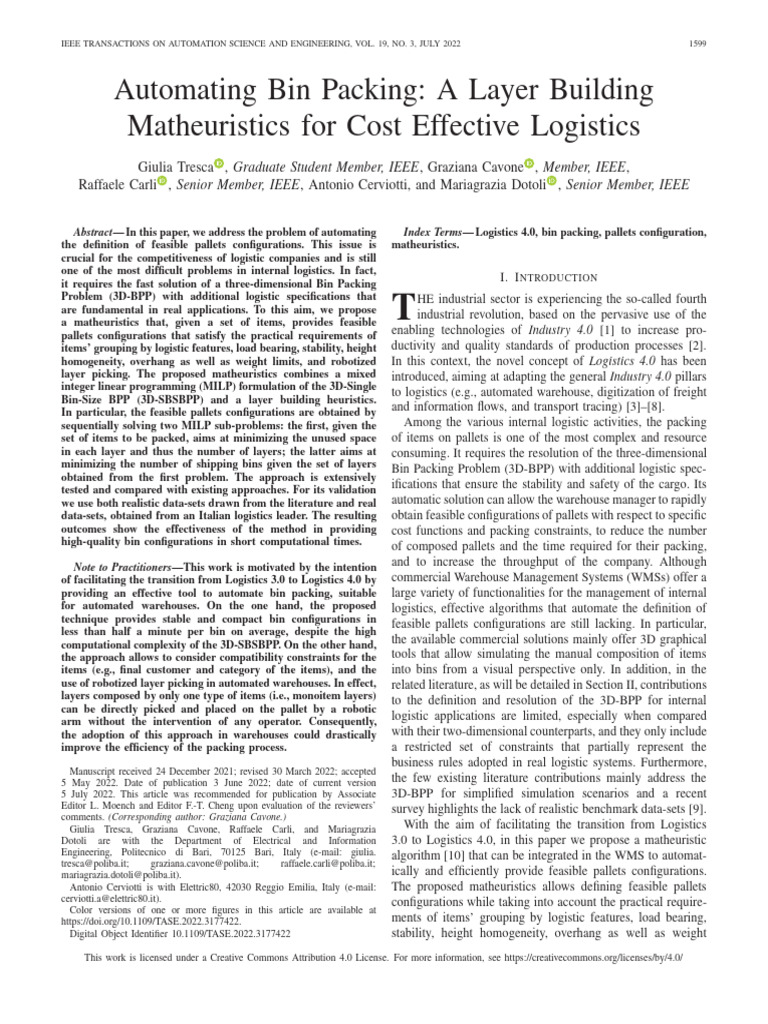 Automating Bin Packing A Layer Building Matheuristics For Cost Effective Logistics | PDF ...