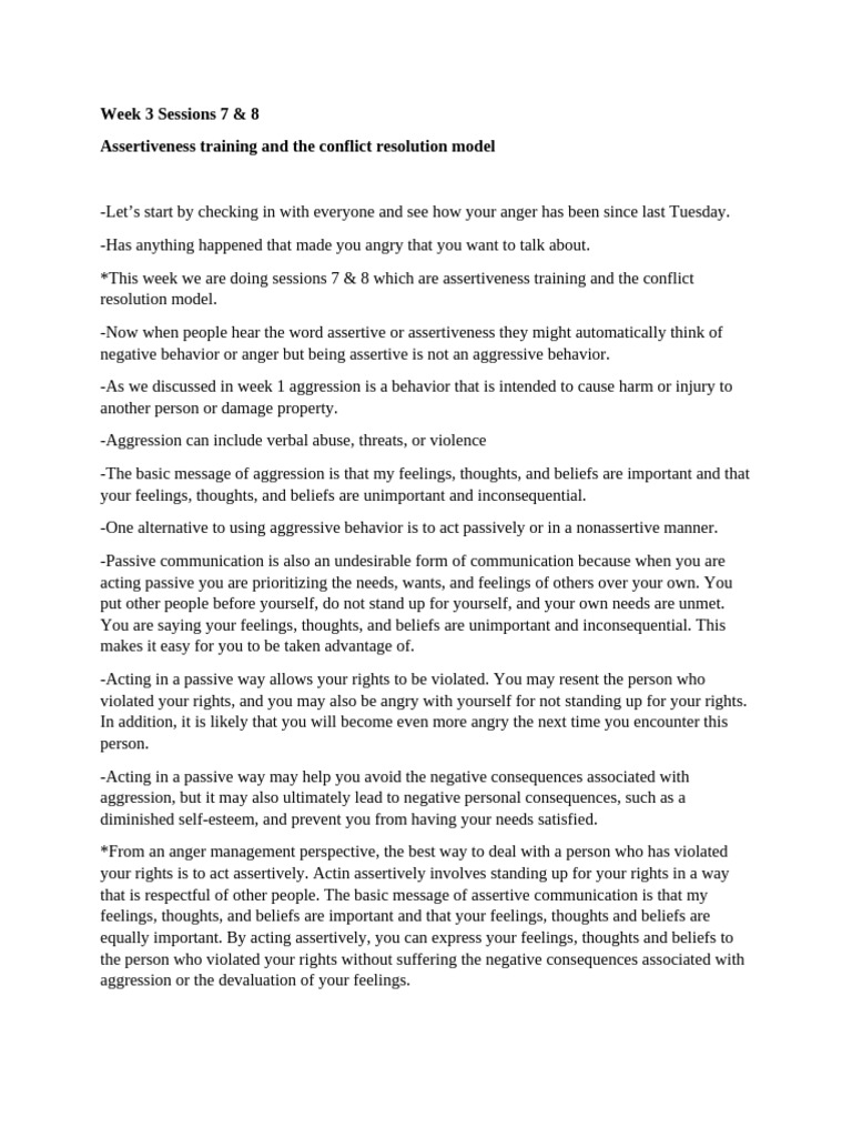 Anger Management Notes Week 3 | PDF | Anger | Aggression