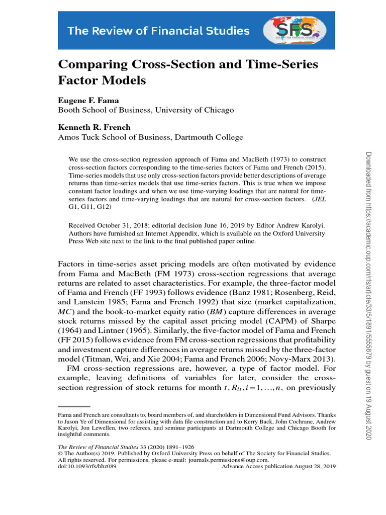 【10】Comparing Cross-Section and Time-Series Factor Models | PDF ...