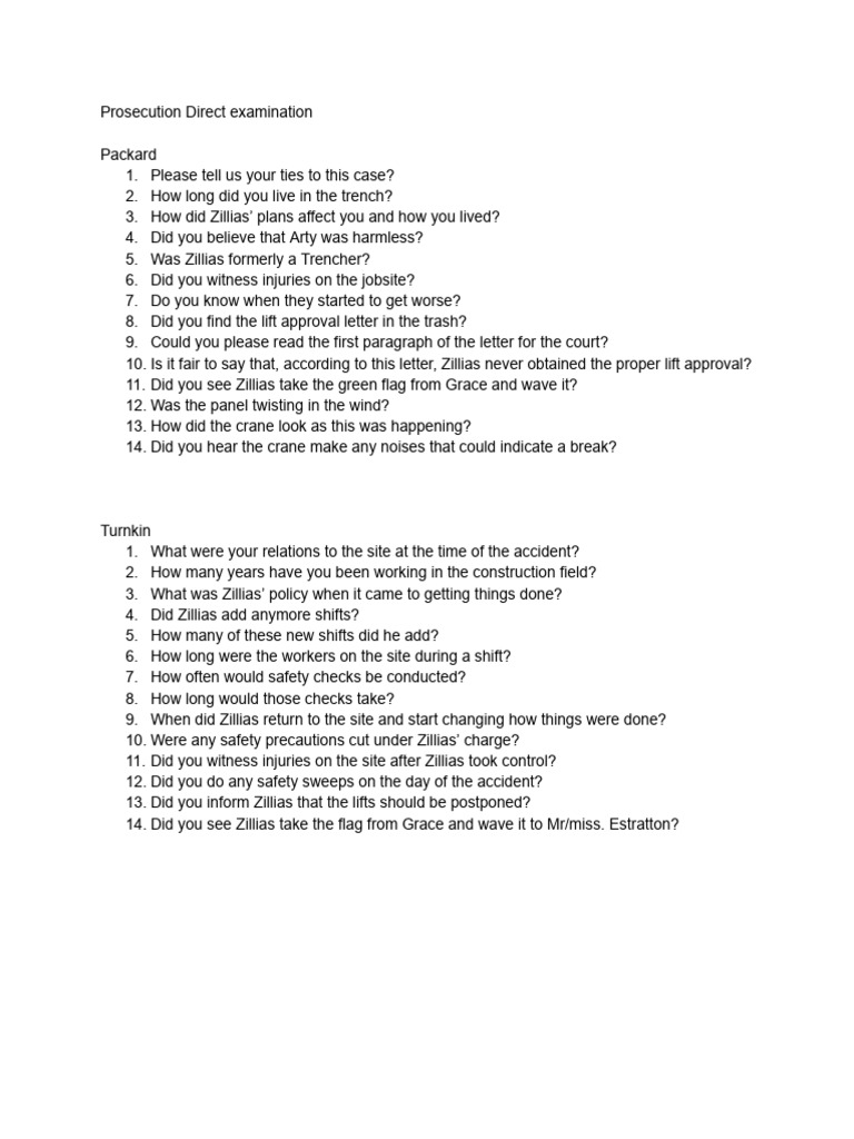 Direct and Cross Examination Questions | PDF