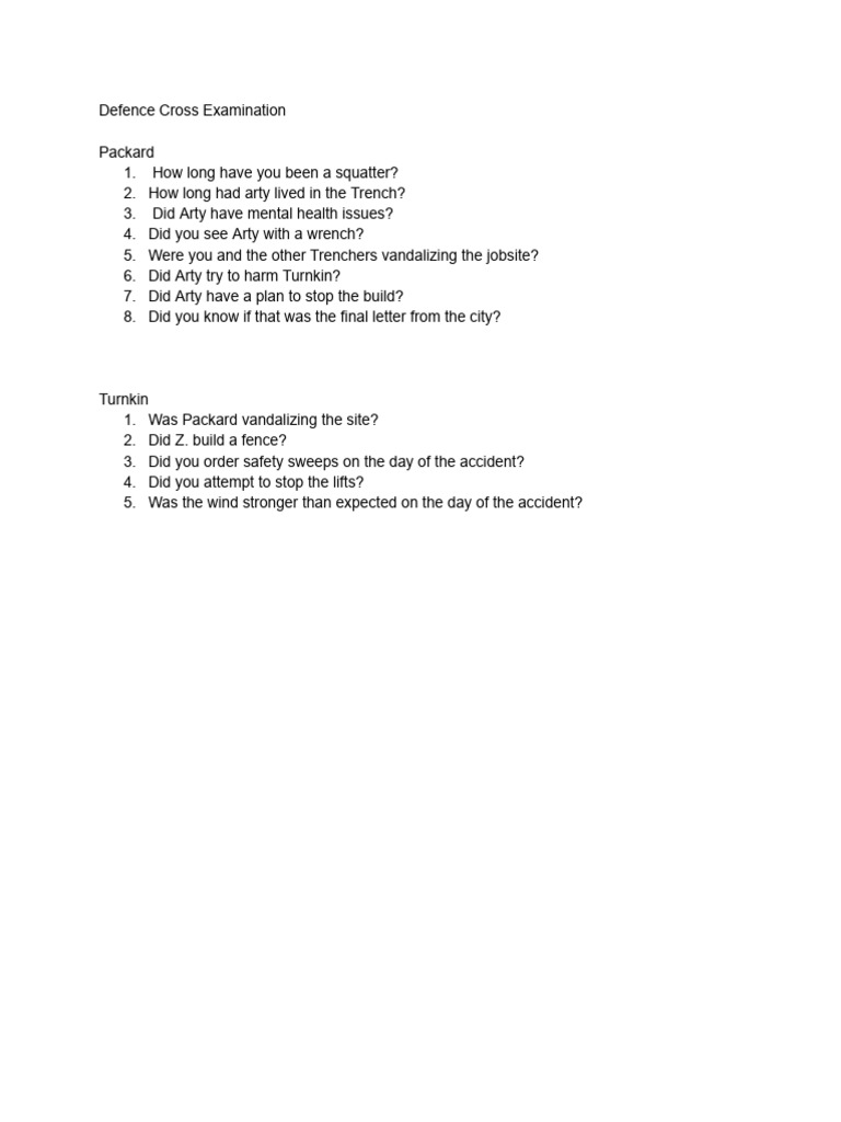 Direct and Cross Examination Questions | PDF