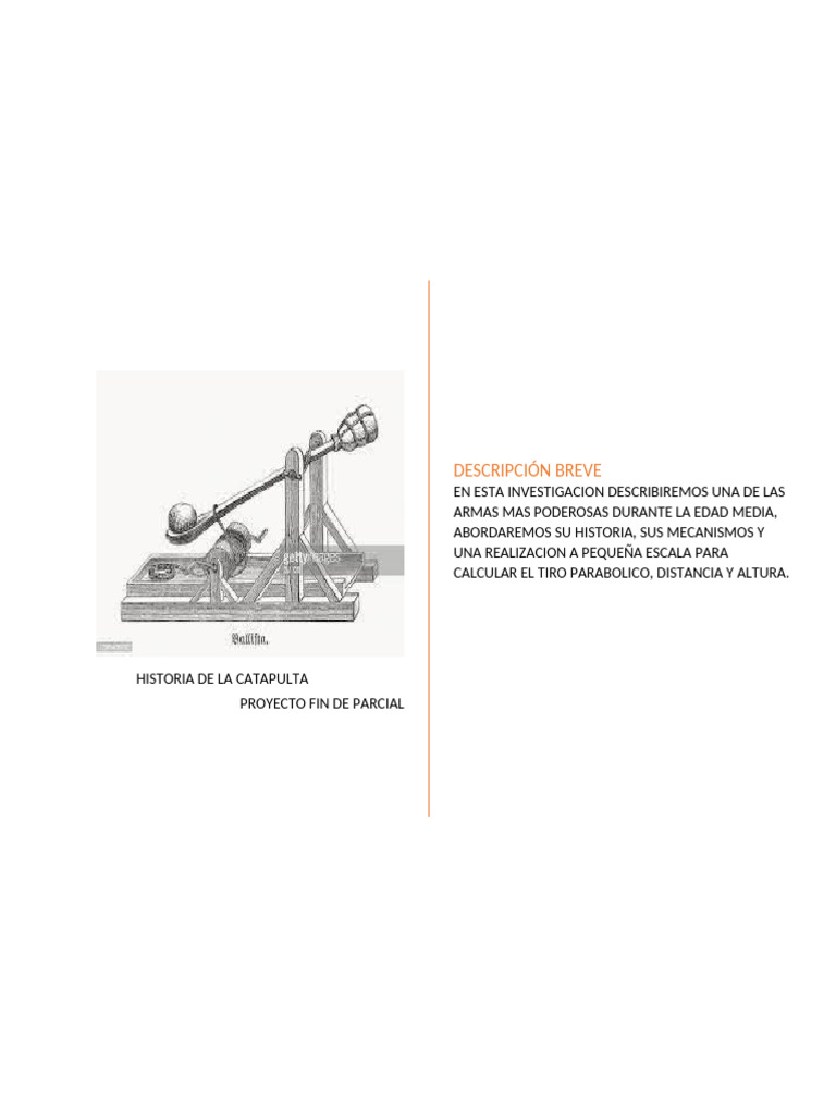 Historia y tipos de catapultas | PDF | Armas de proyectiles | Proyectiles