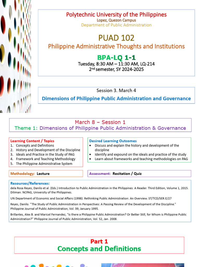 Session 3 March 4 Dimensions of Public Administration BPA1 Class | PDF ...