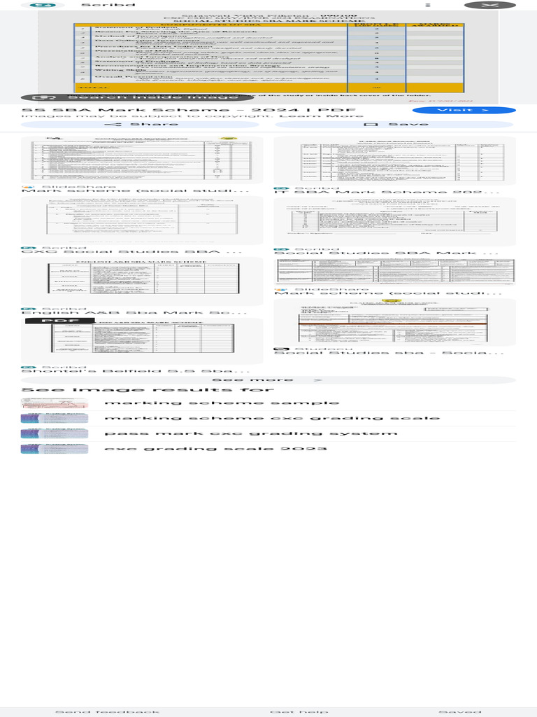 Social Studies Sba Mark Scheme 2024 - Google Search | PDF