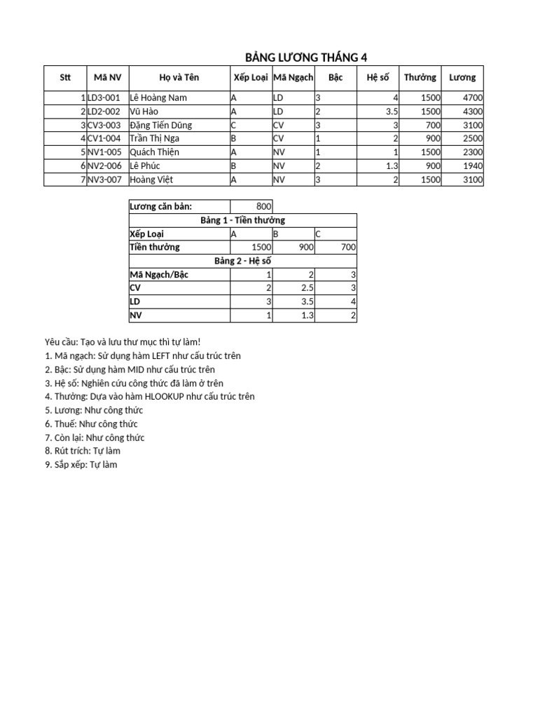 Bai thi Excel.docx (3) | PDF