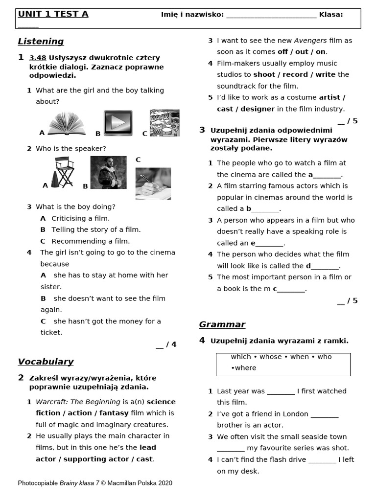 Brainy kl7 Unit Test 1 A | PDF