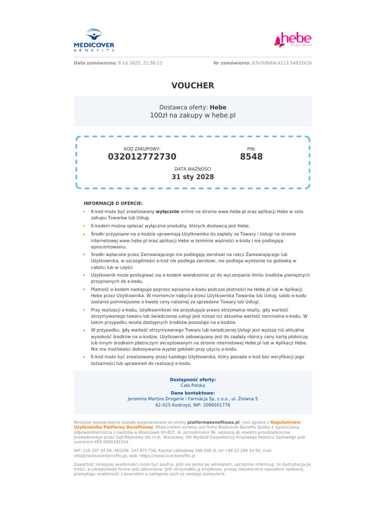 Hebe - e Kody Na Zakupy W Hebepl - 67a7bfb69c4113.548324265699160 | PDF