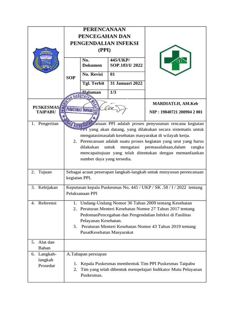 5.5.1 Ep A SOP Perencanan Ppi | PDF