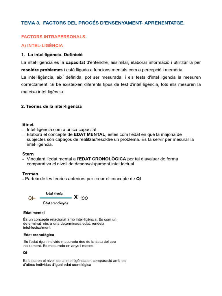 Apunts Tema 3 - Factors Intrapersonals | PDF