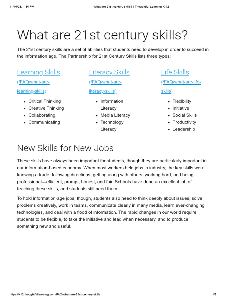 Essential 21st Century Skills for Students | PDF | Economies | Learning