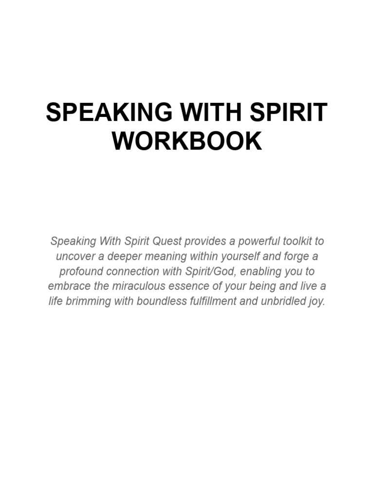 Speaking With Spirit Workbook Editable | PDF | Love | Forgiveness