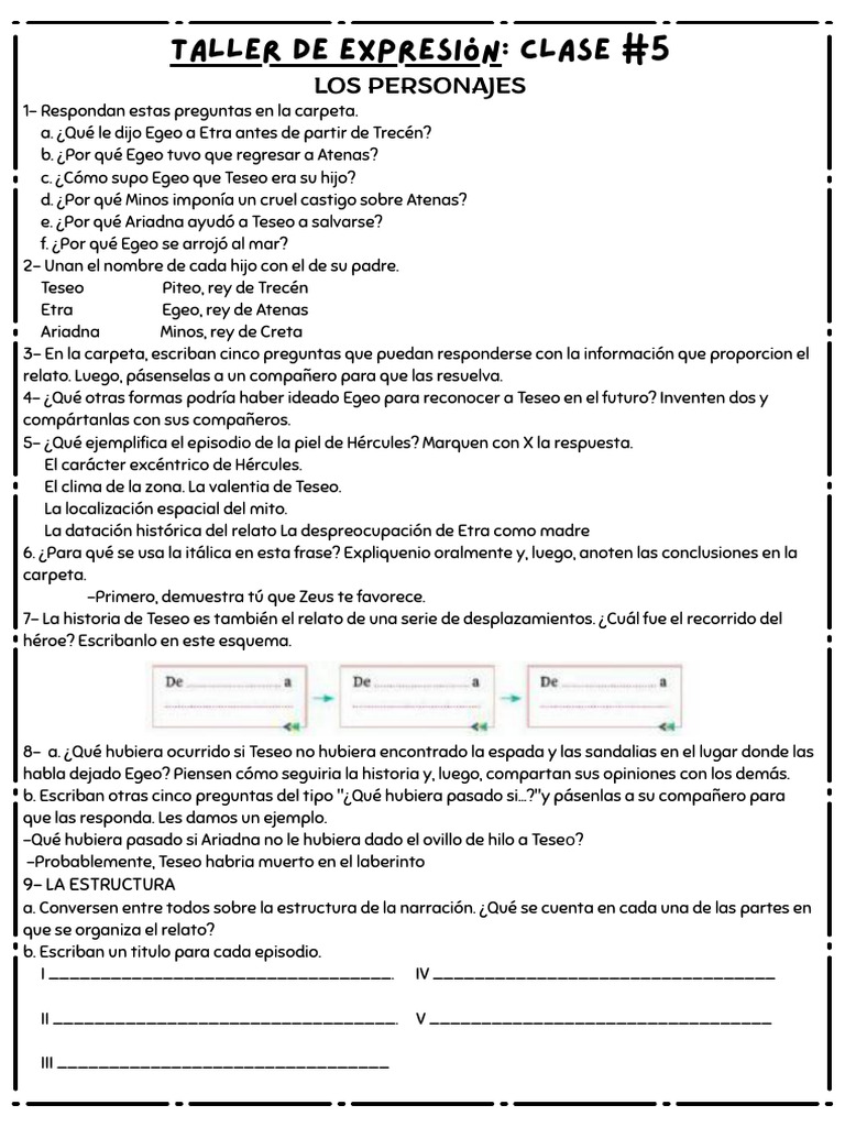 Worksheet - 5 - Los Personajes | PDF