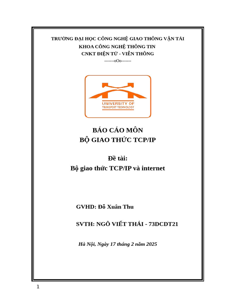 Đề-tai-Giao-thức-TCP-IP | PDF