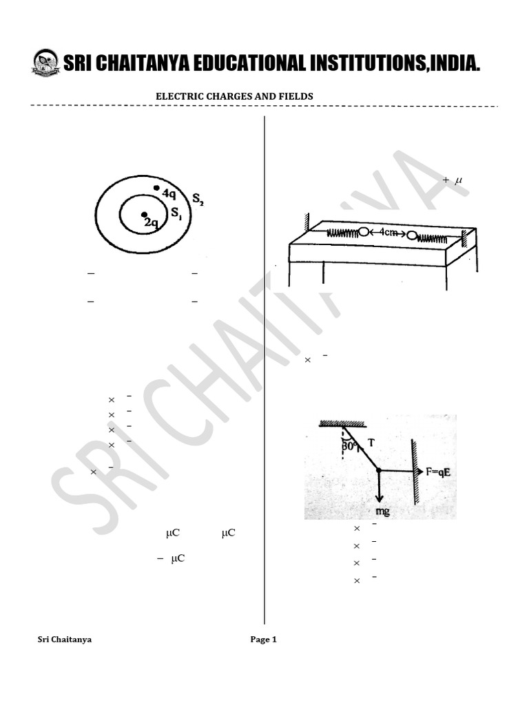 Electric Charges and Fields Exercises | PDF | Electric Field | Force