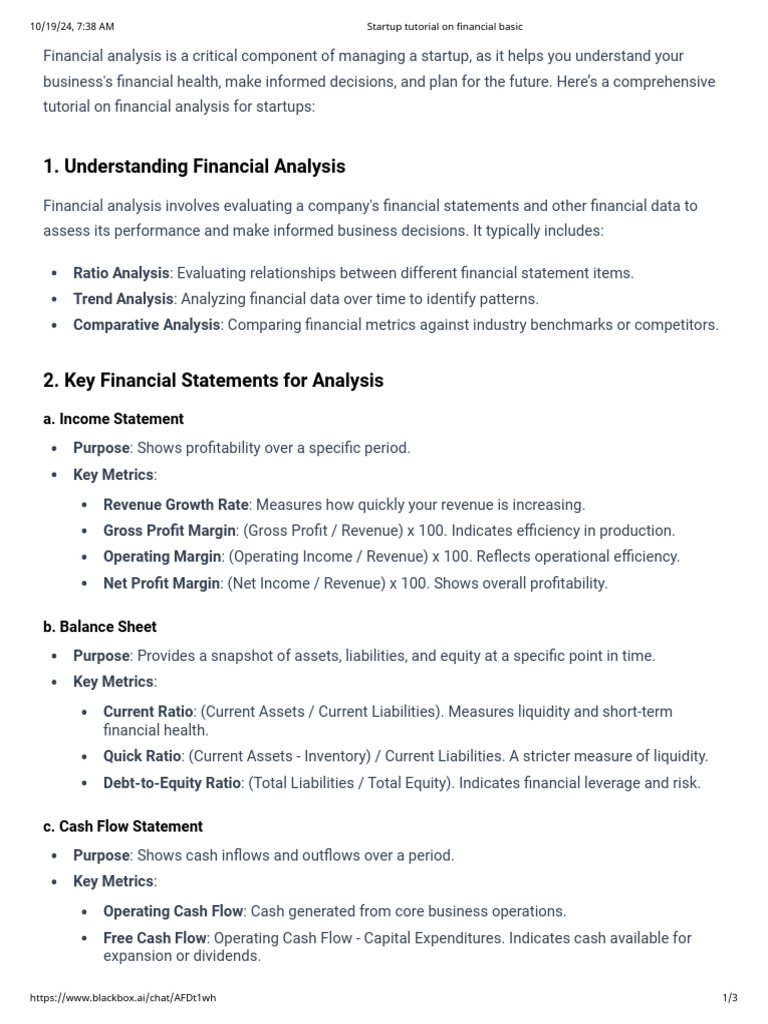 Startup Tutorial On Financial Basic1 | PDF | Revenue | Equity (Finance)