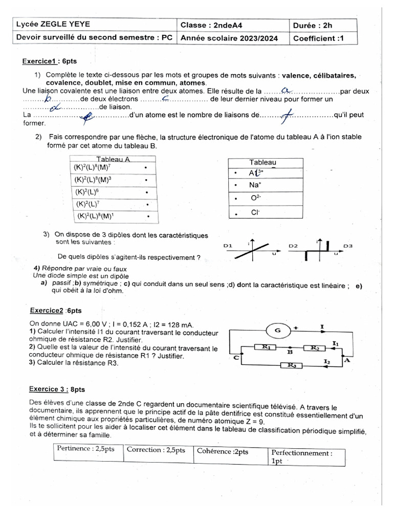 Zéglé Apéyémé PC Secondes | PDF