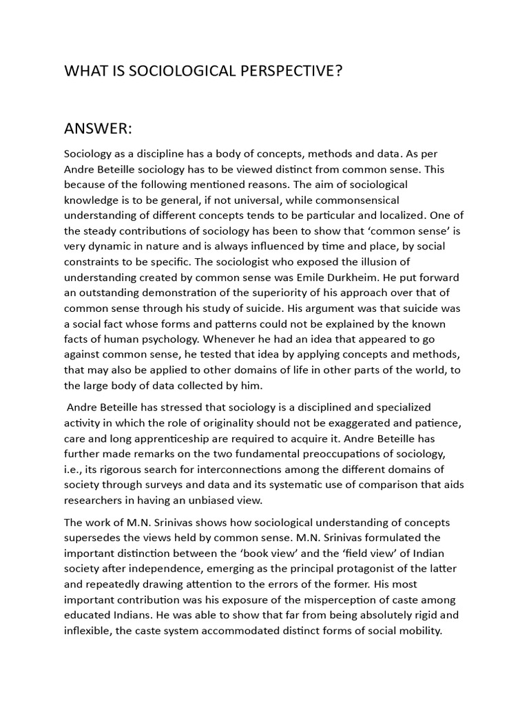 What Is Sociological Perspective | PDF | Sociology | Society