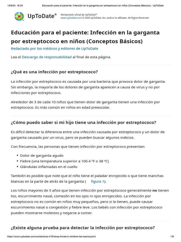 Educación para El Paciente - Infección en La Garganta Por Estreptococo ...