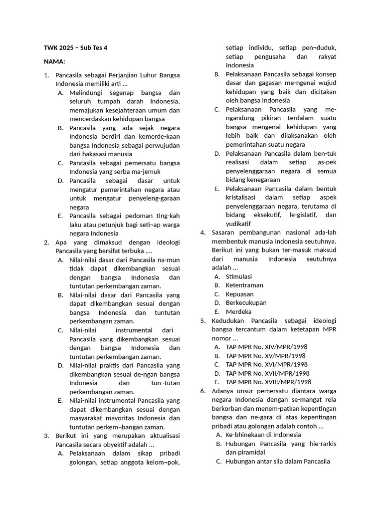 Latihan Soal TWK 2025 - 4 | PDF