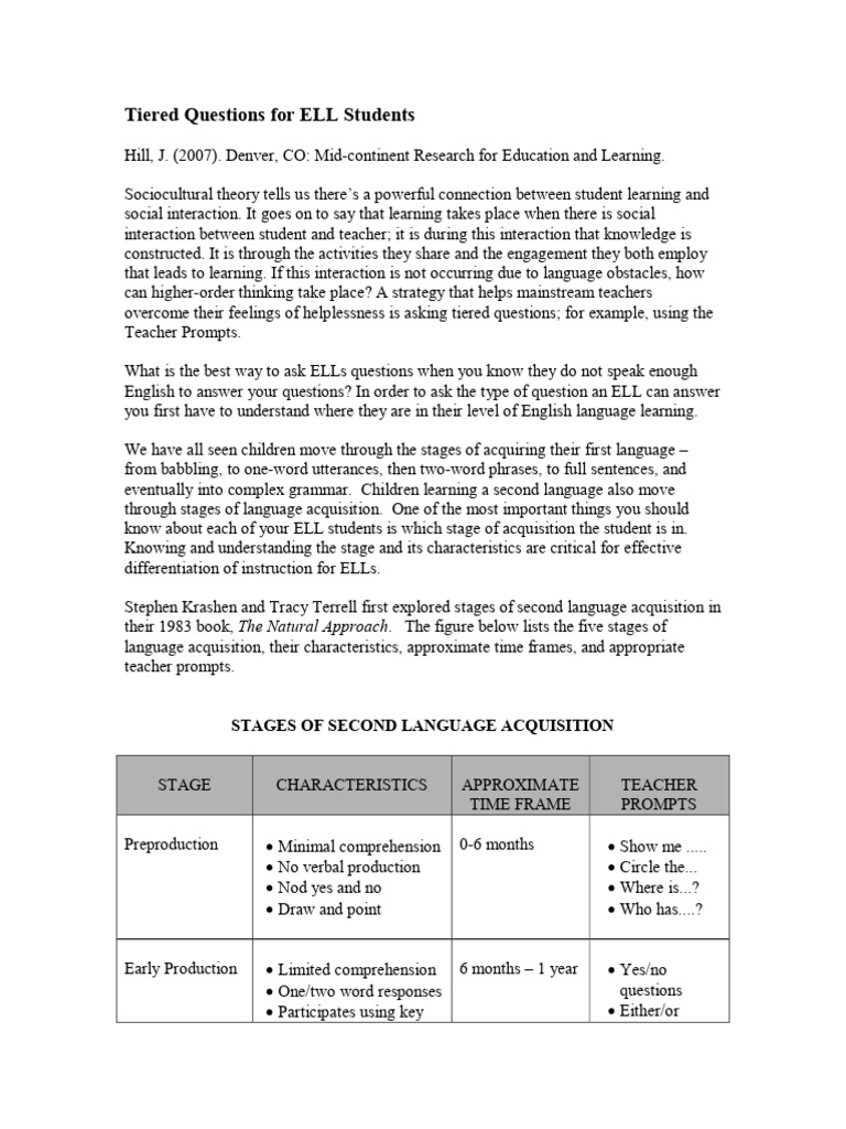 Tiered Thinking and Language Acquisition | PDF | Language Acquisition ...
