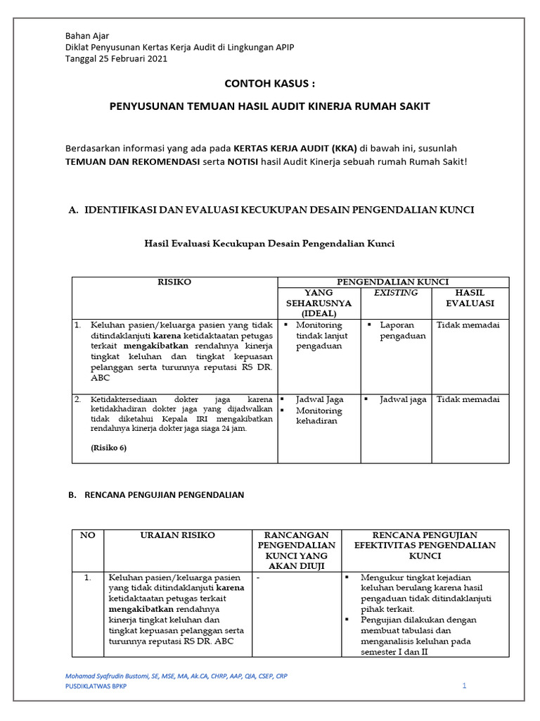 Contoh Kertas Kerja Audit Kinerja | PDF
