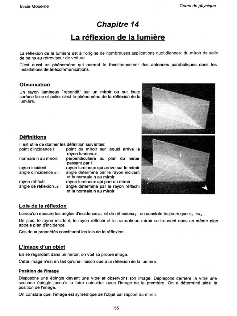 Chapitre 14 La Reflexion de La Lumiere | PDF