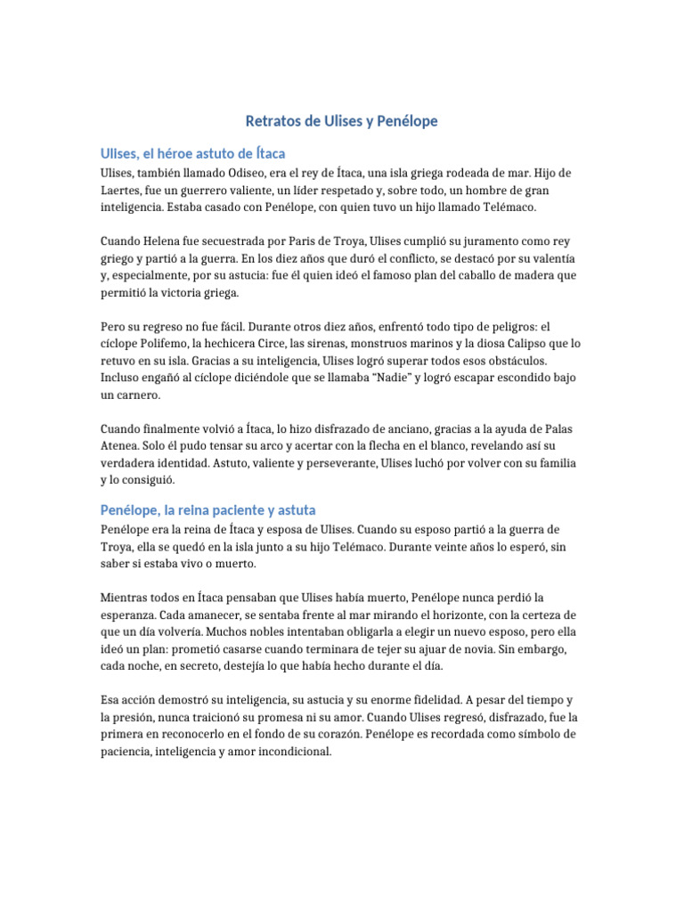 Retratos Ulises Penelope | PDF