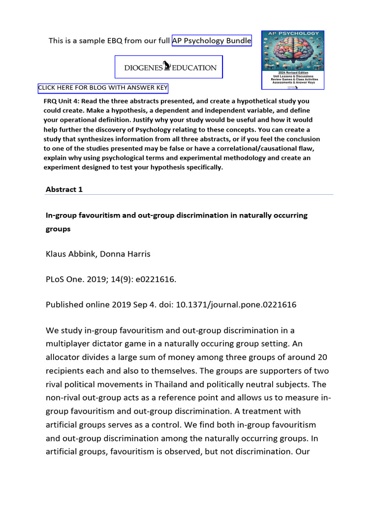 AP Psychology Study Design Guide | PDF | Behavioural Sciences ...