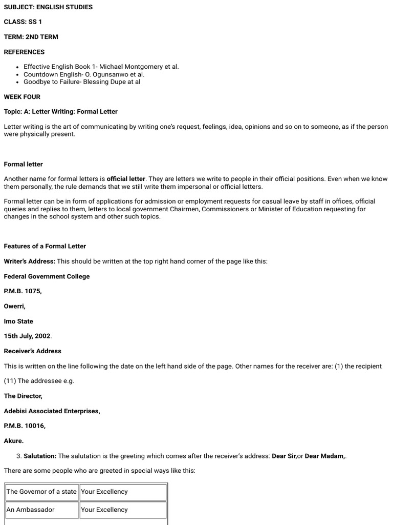 Letter Writing Formal Letter | PDF | Verb | Grammatical Tense